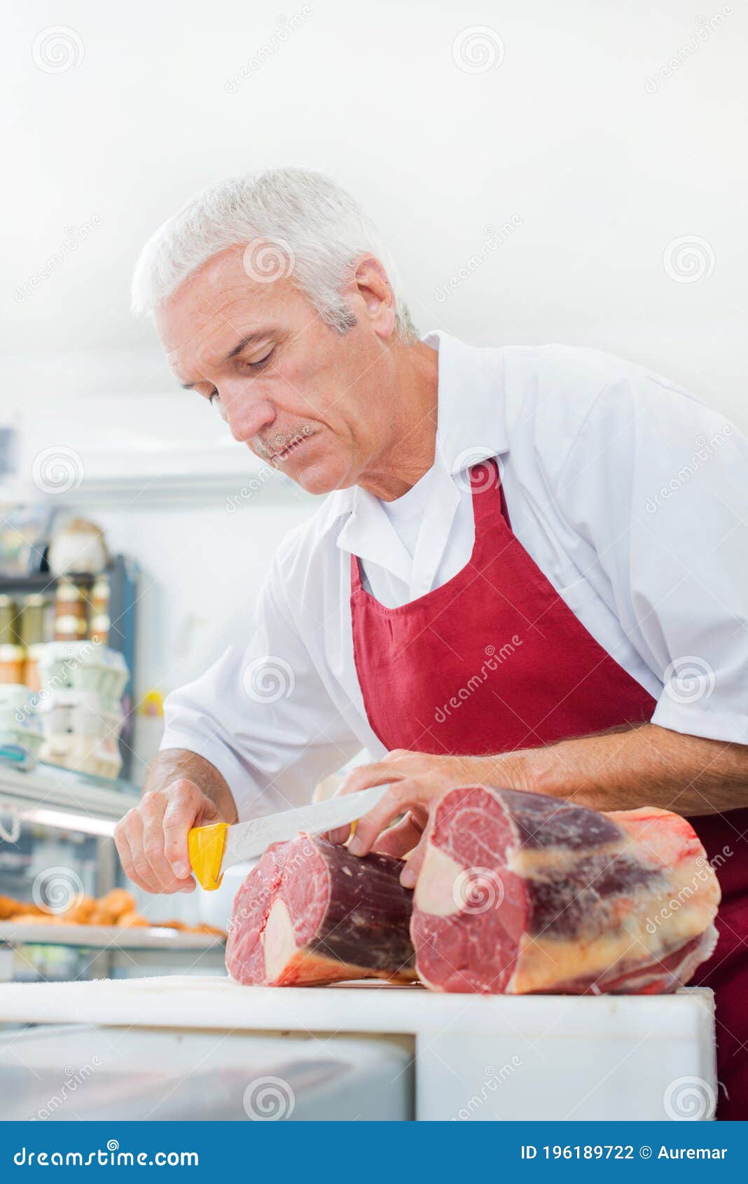 Butcher Preparing Some Meat Stock Photo - Image of supermarket, healthy ...