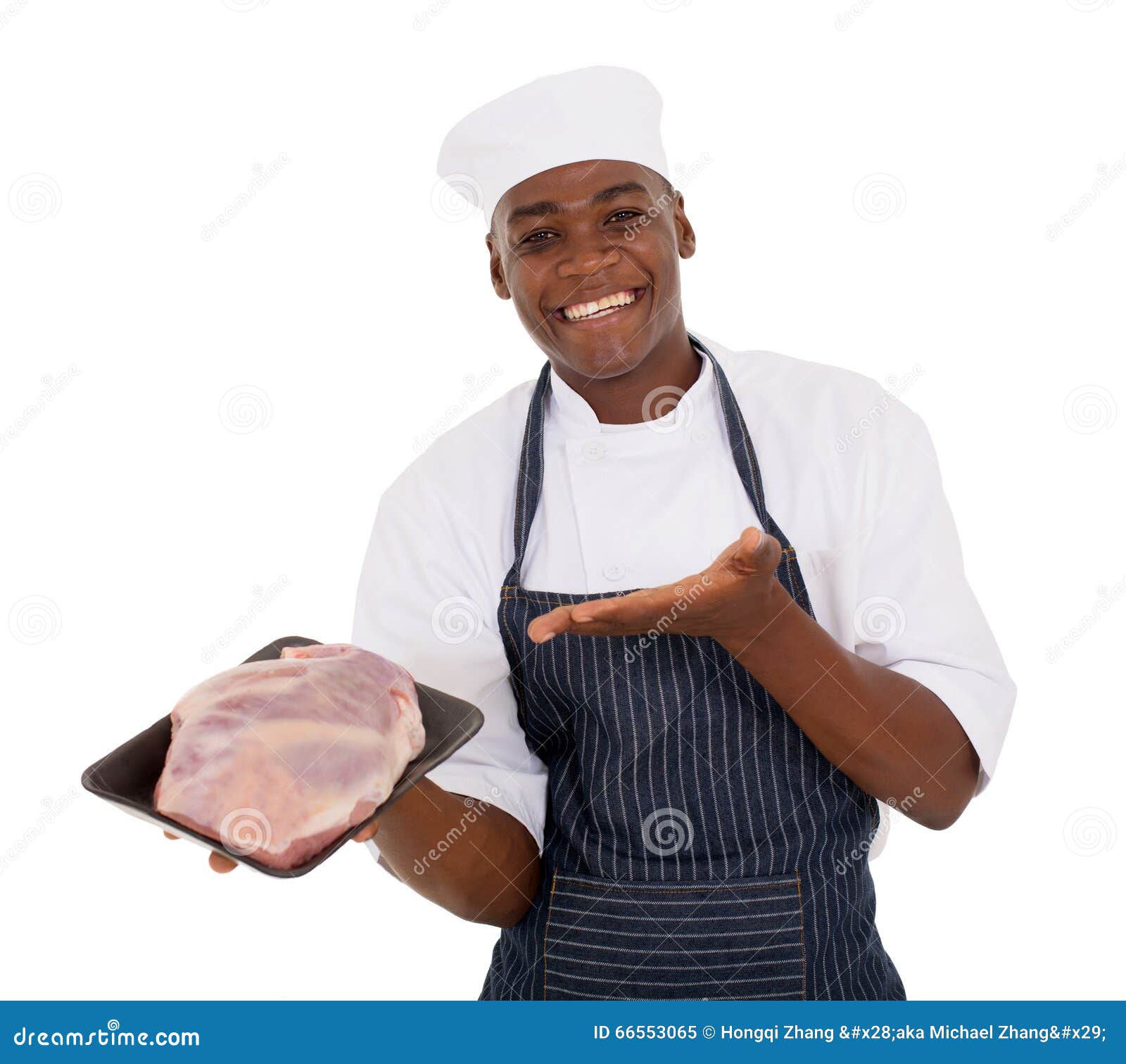 Butcher Presenting Fresh Meat Stock Image - Image of cheerful, fresh ...