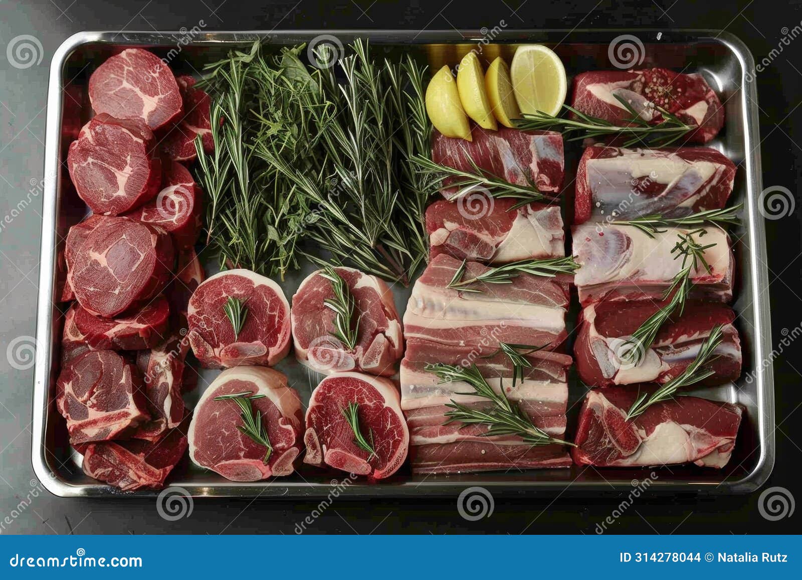 Butcher S Display of Premium Beef and Pork Cuts Stock Illustration ...