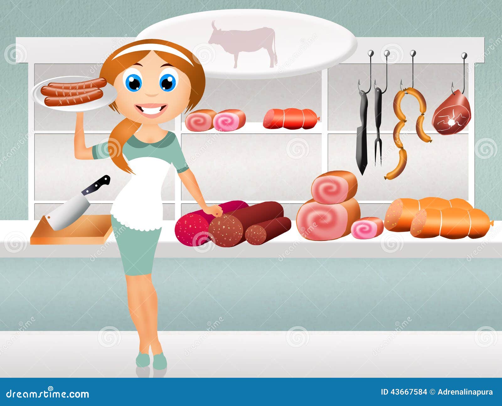 Butcher s shop stock illustration. Illustration of cooking - 43667584
