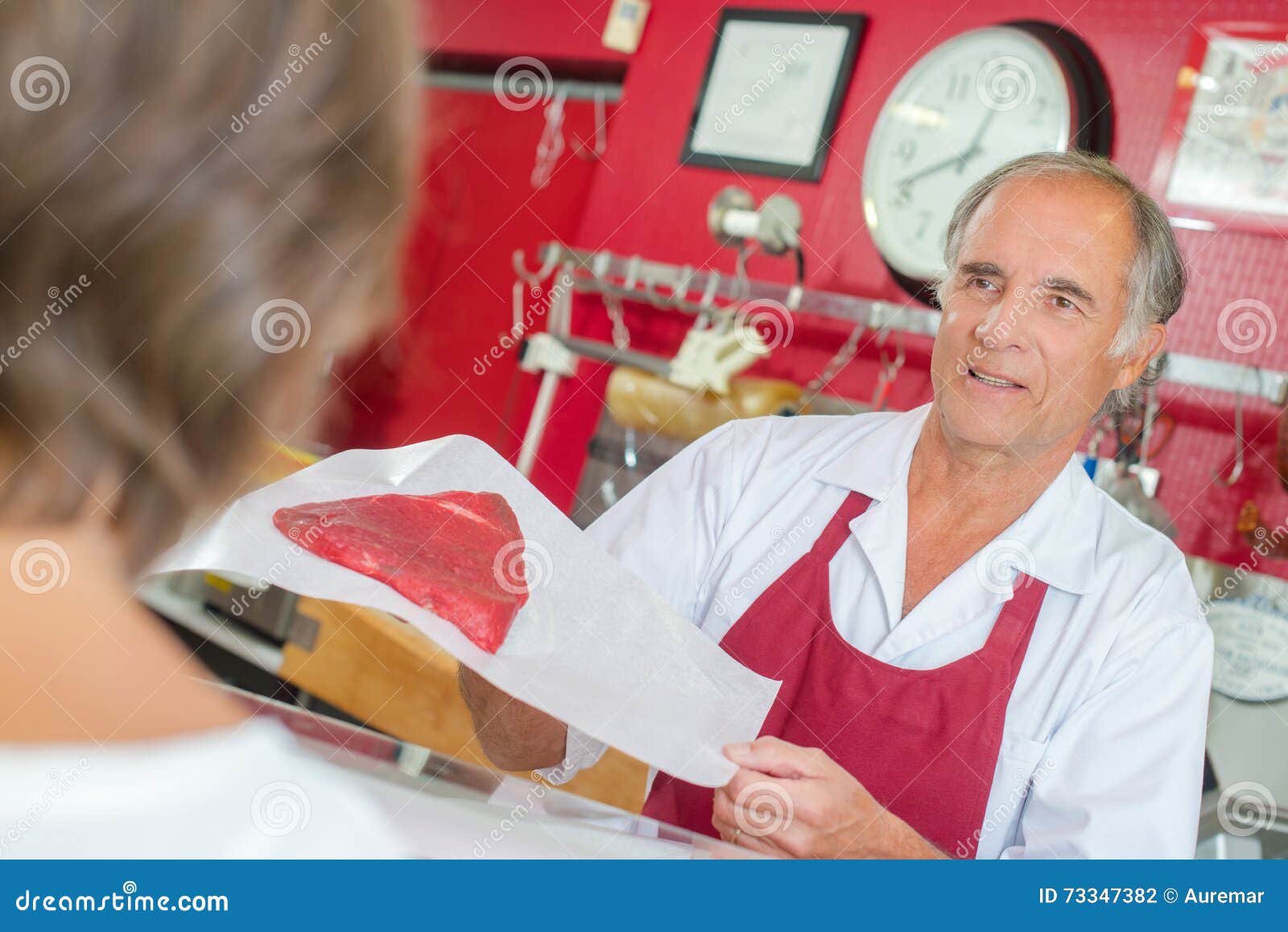 Butcher Serving Customer Steak Stock Photo - Image of meat, fresh: 73347382