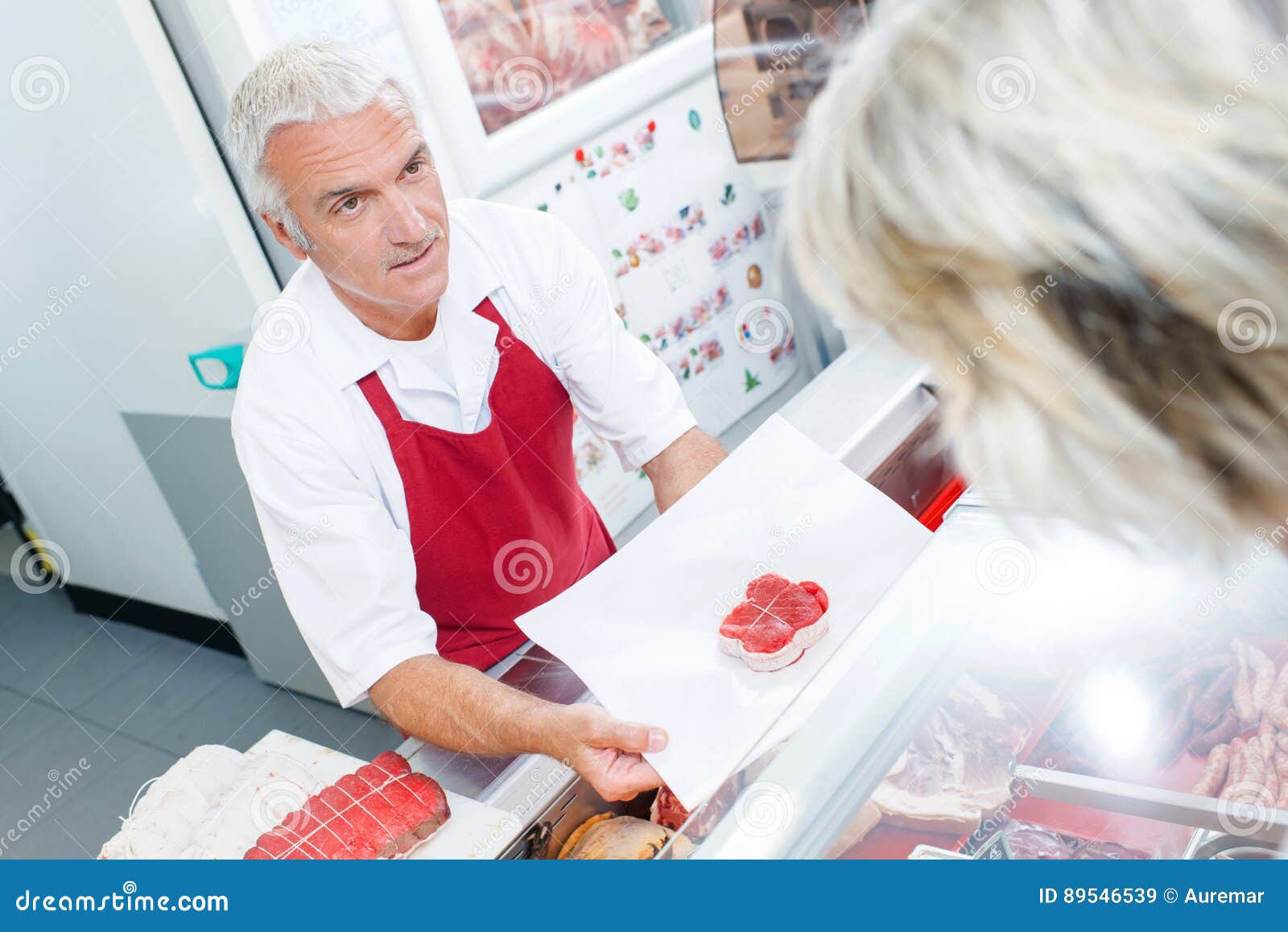 Butcher Serving One Customers Stock Image - Image of food, butcher ...