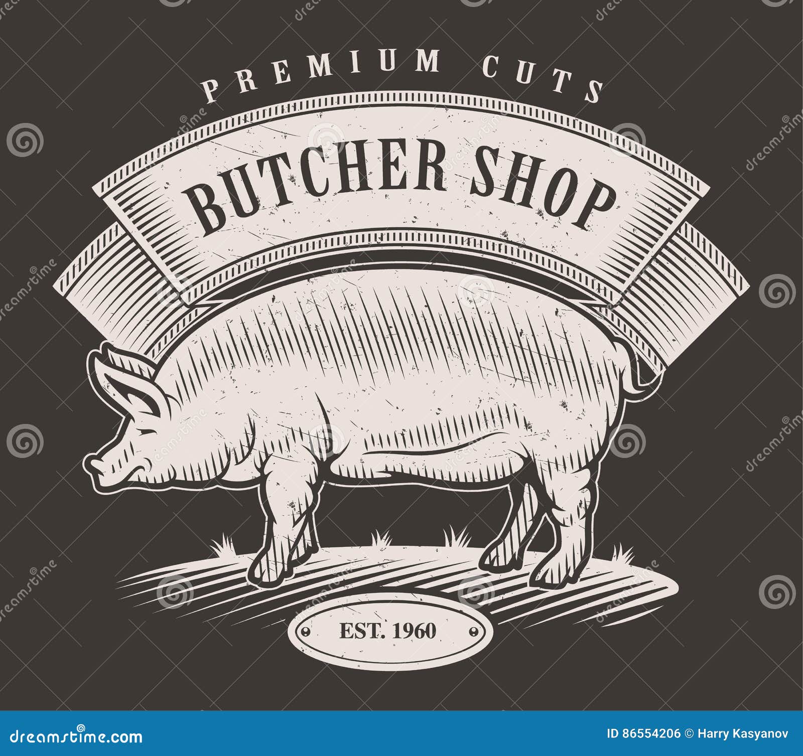 Butcher Shop Label Template, Chicken Cuts Diagram Cartoon Vector ...