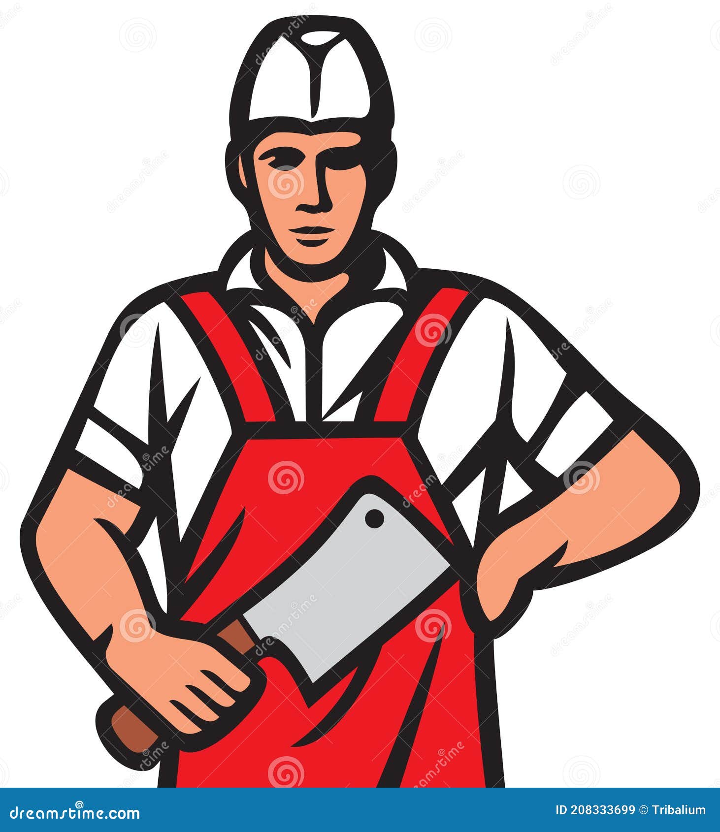 Butcher in Uniform Vector Illustration Stock Vector - Illustration of ...
