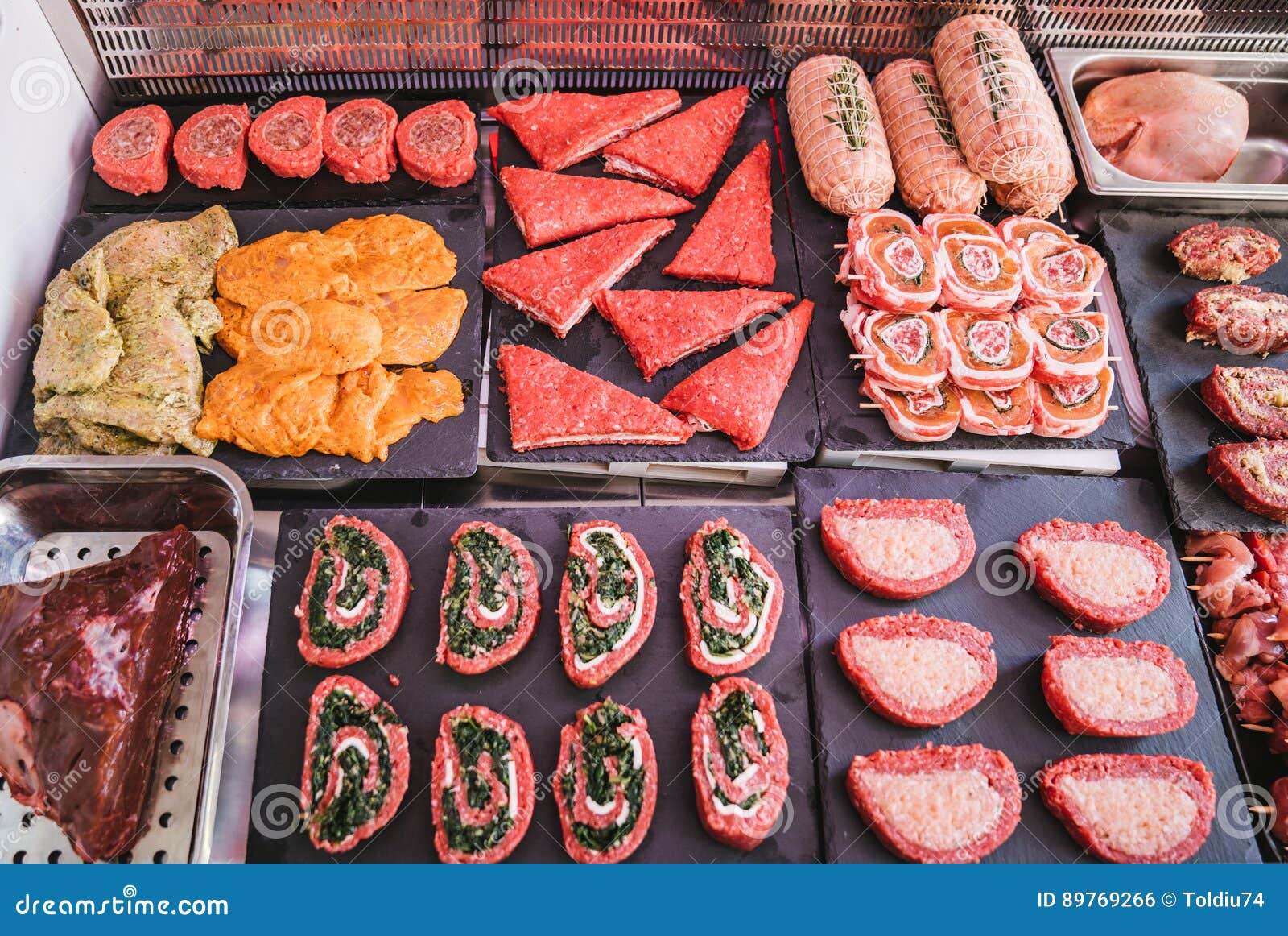 Butcher with Various Types of Meat. Stock Photo - Image of pork ...