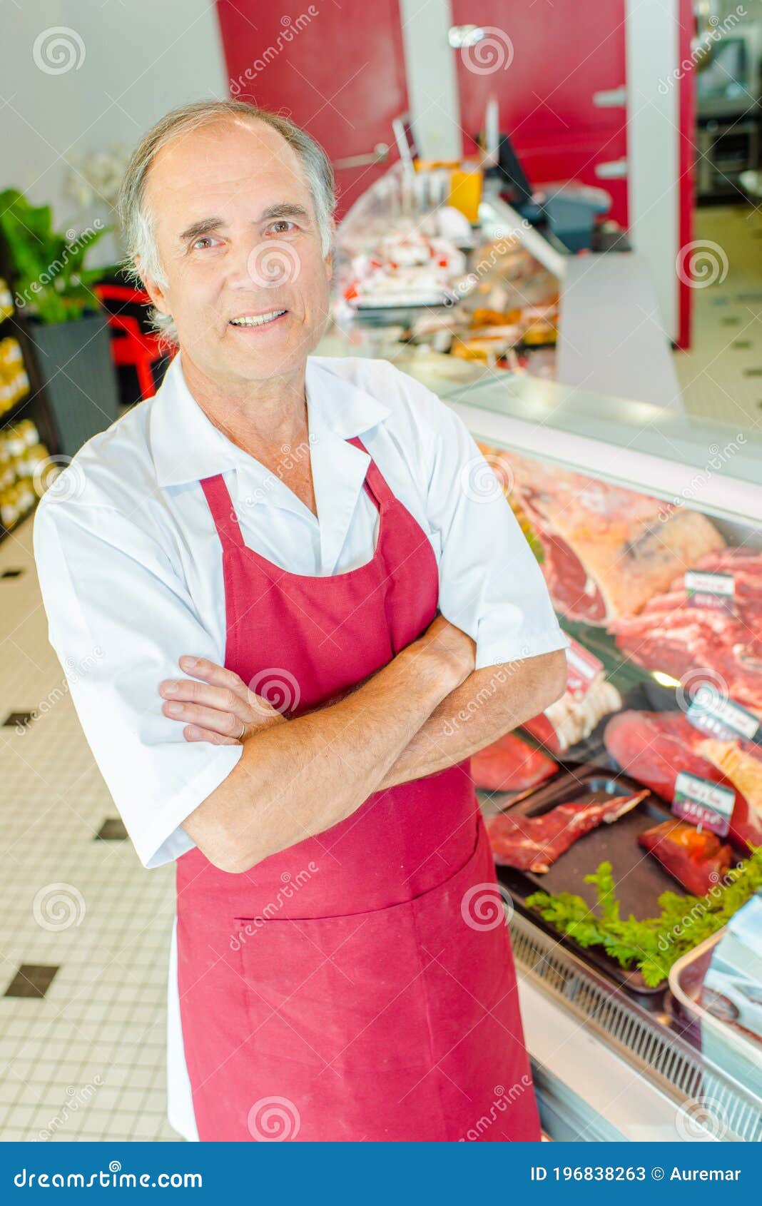 Butcher at work stock image. Image of pork, meal, adult - 196838263
