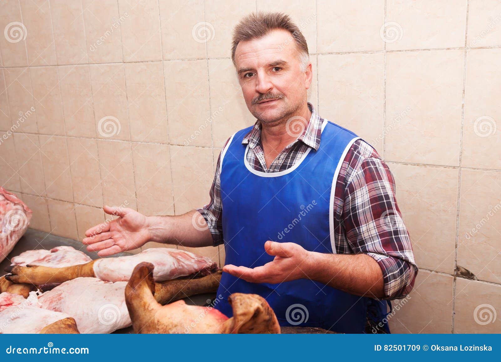 Butcher at work stock image. Image of adult, healthy - 82501709
