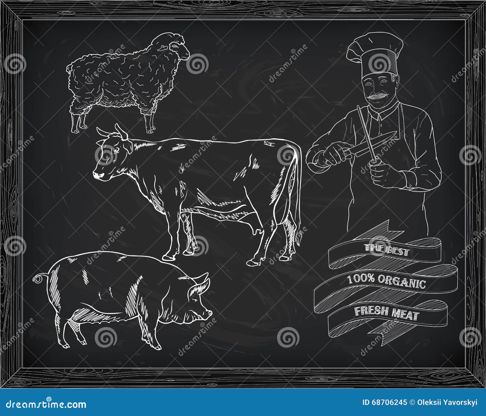 Butchering Beef Diagram, Pork, Lamb And Farm Vector Illustration ...