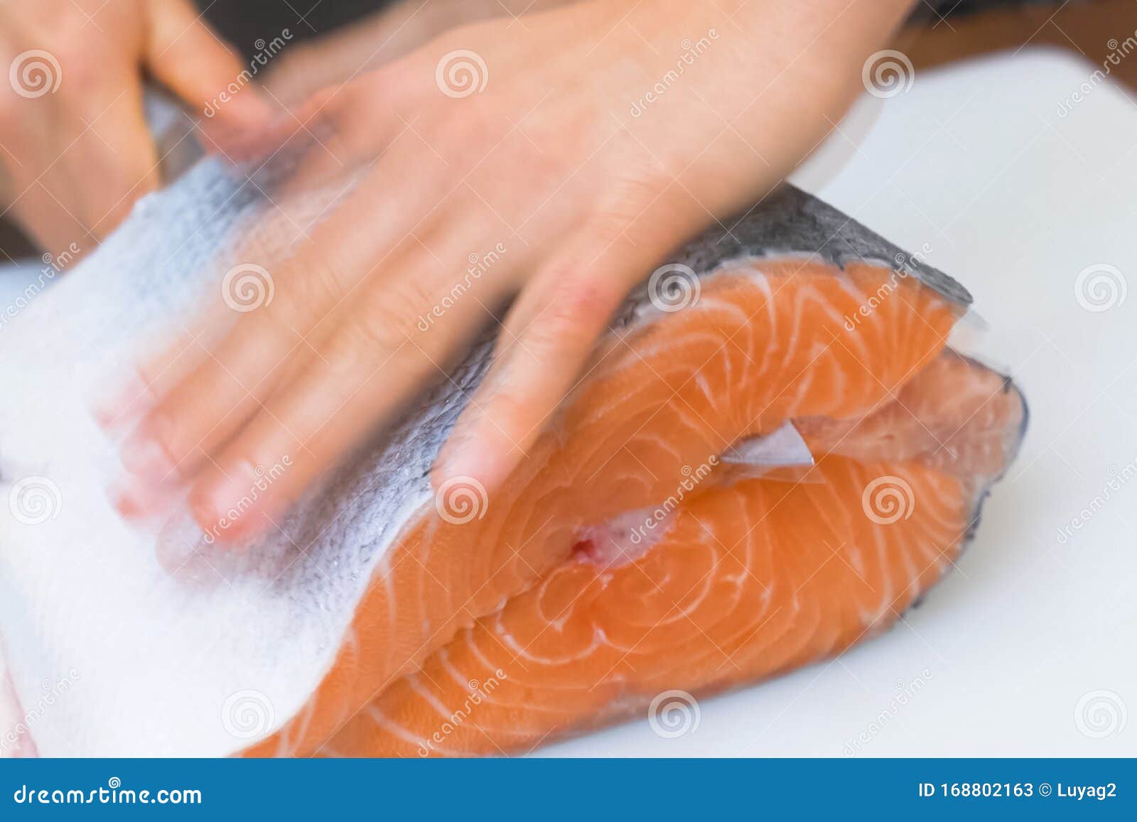 Butchering Salmon, Piece of Salmon Red Fish Meat Stock Image - Image of ...