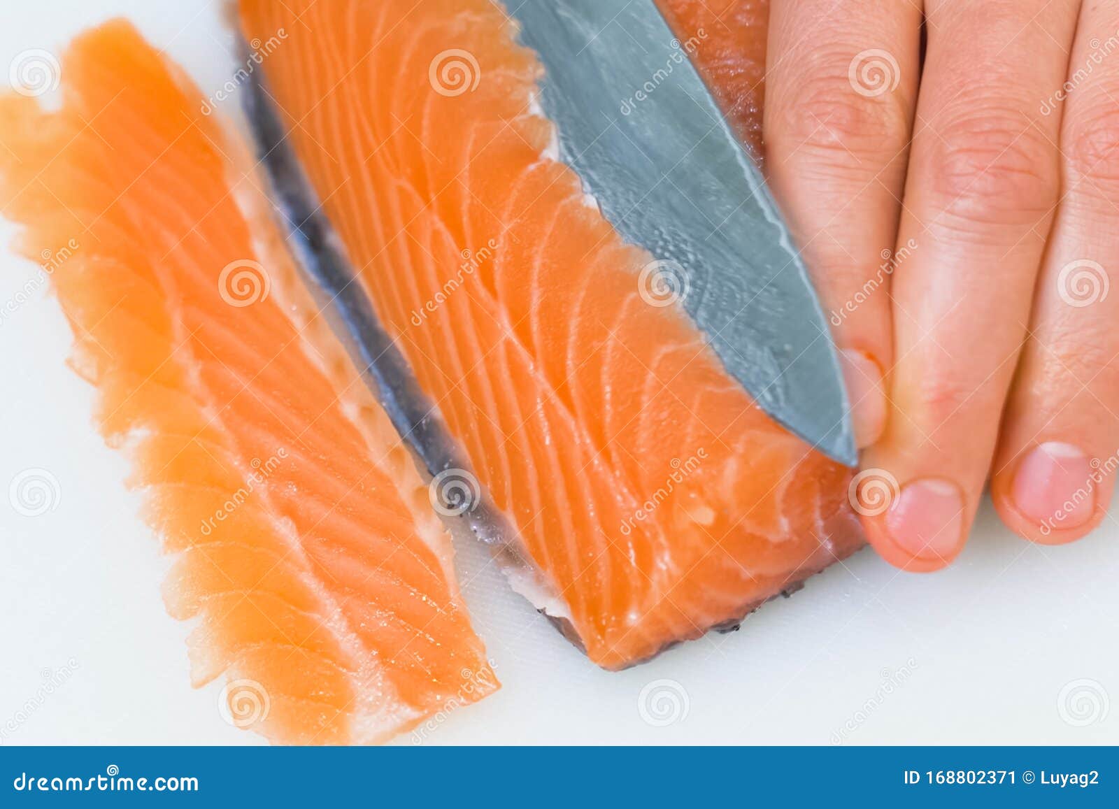 Butchering Salmon, Piece of Salmon Red Fish Meat Stock Image - Image of ...