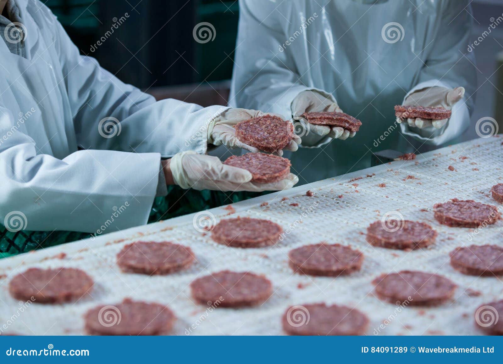 Butchers Processing Hamburger Patty Stock Image - Image of coworker ...