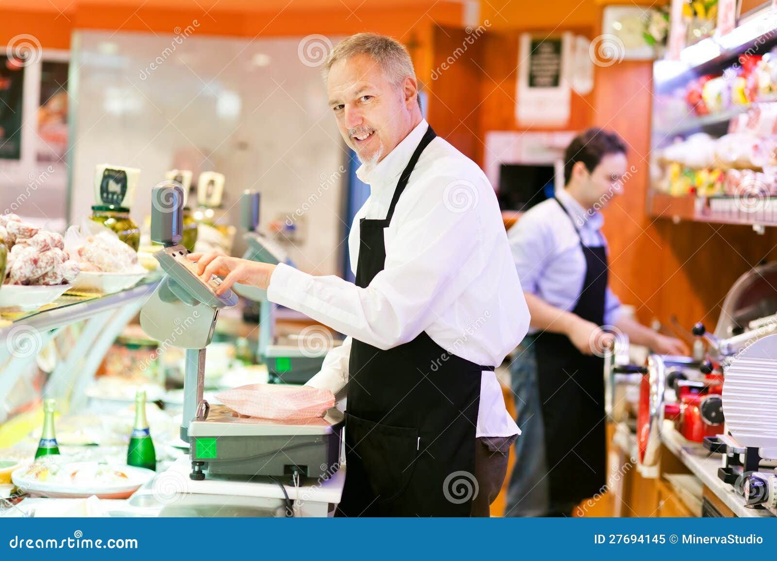 Butchers at work stock image. Image of happy, roast, fresh - 27694145
