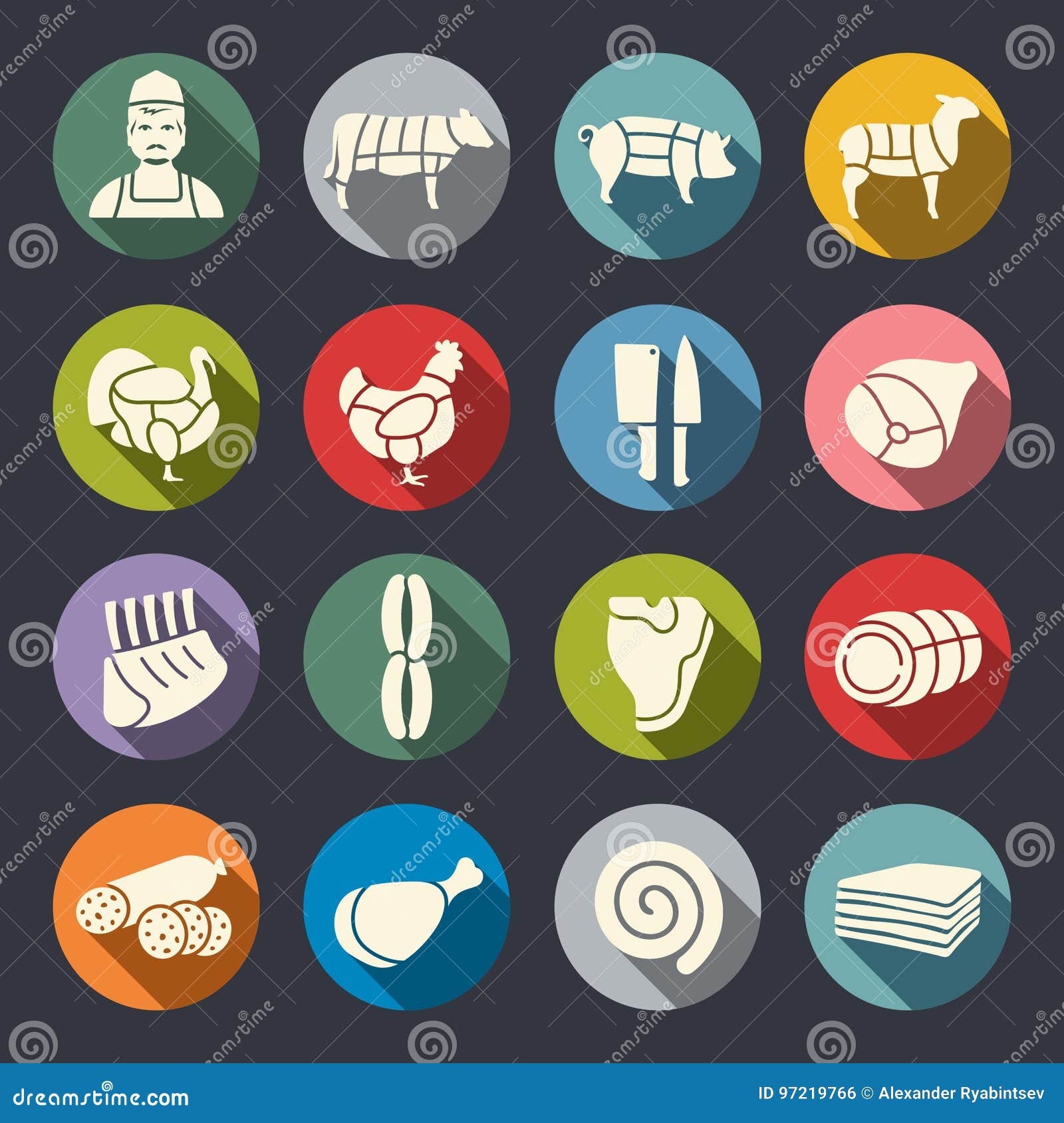 Butchery icons stock vector. Illustration of chicken - 97219766