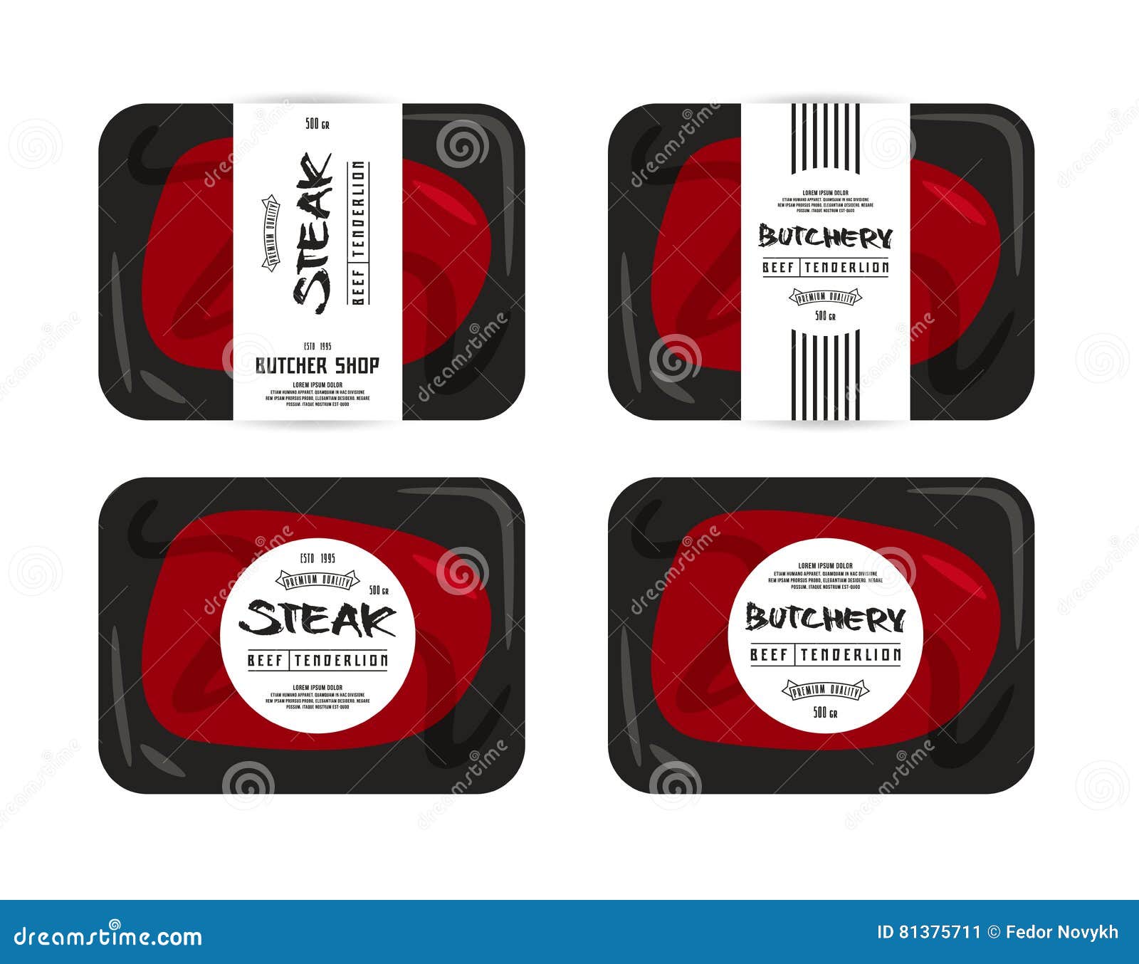 Butchery and Steak Label. Presentation on the Packaging of Meat Stock ...