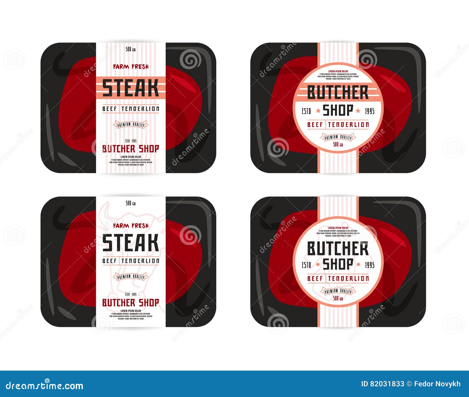 Butchery and Steak Label. Presentation on the Packaging of Meat Stock ...