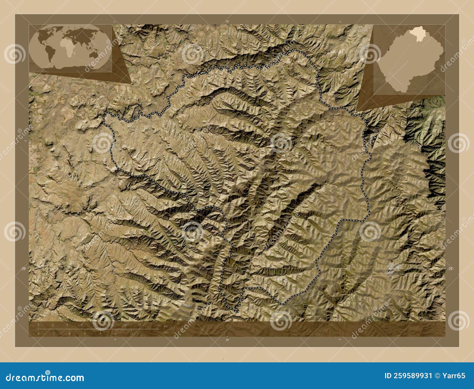 Butha-Buthe, Lesotho. Low-res Satellite. Capital Stock Image - Image of ...