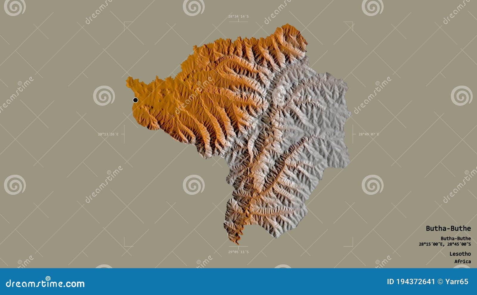 Butha-Buthe - Lesotho. Bounding Box. Relief Stock Illustration ...