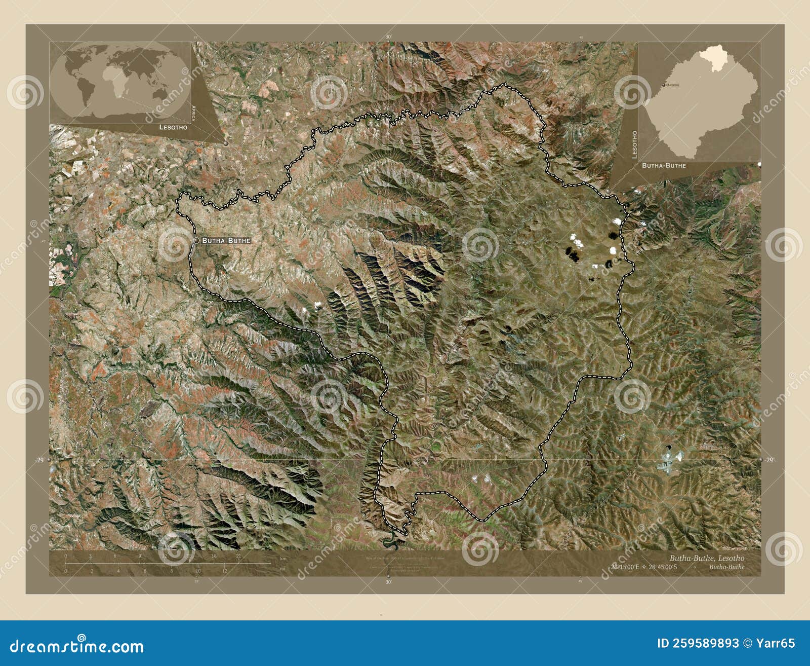 Butha-Buthe, Lesotho. High-res Satellite. Labelled Points of Cities ...