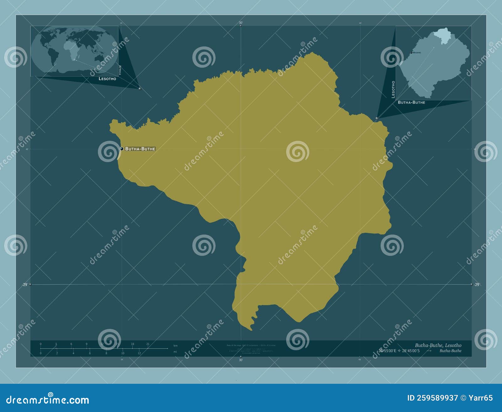 Butha-Buthe, Lesotho. Solid. Labelled Points of Cities Stock ...