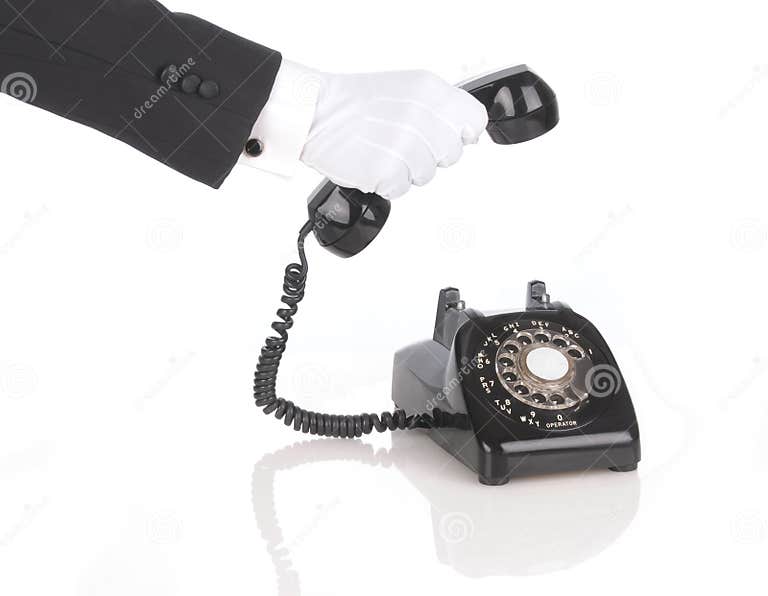 Butler answering phone stock image. Image of communication - 14187779