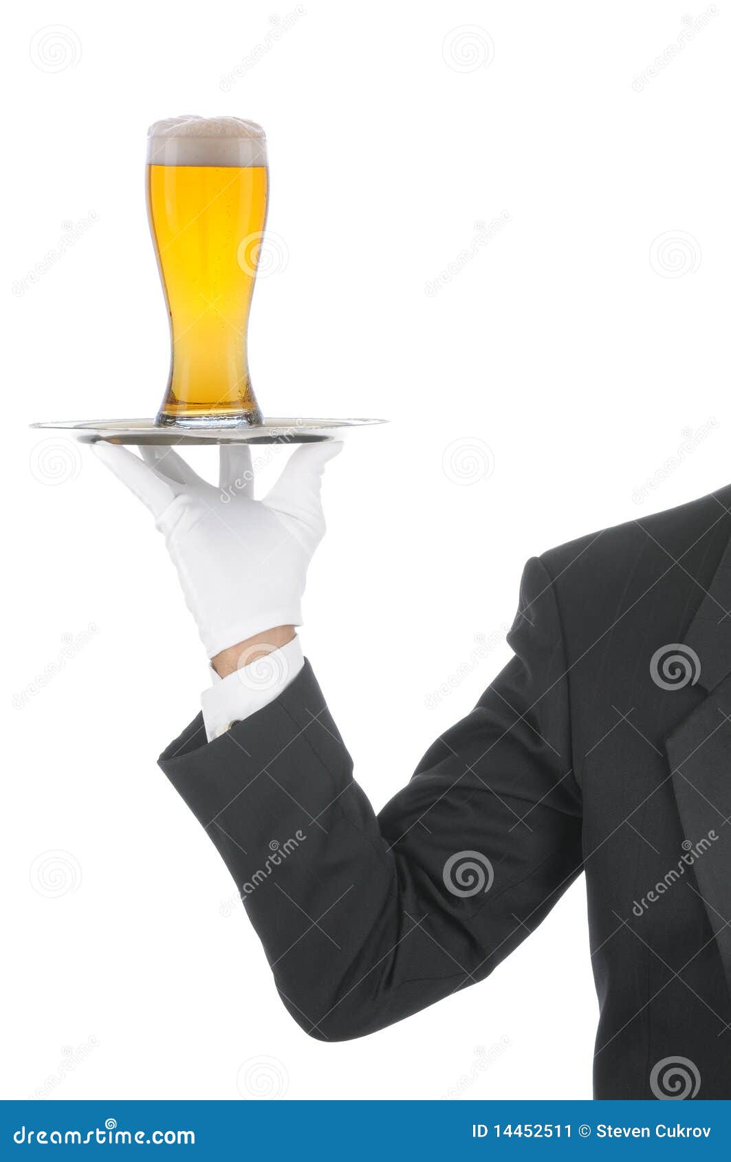 Butler with Beer on Tray stock image. Image of hospitality - 14452511