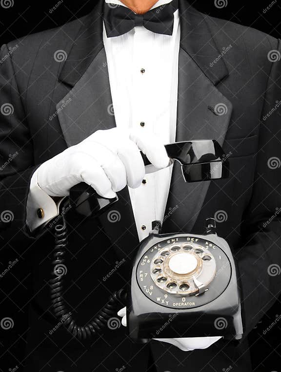 Butler with Dial Phone stock image. Image of call, waitstaff - 21674049