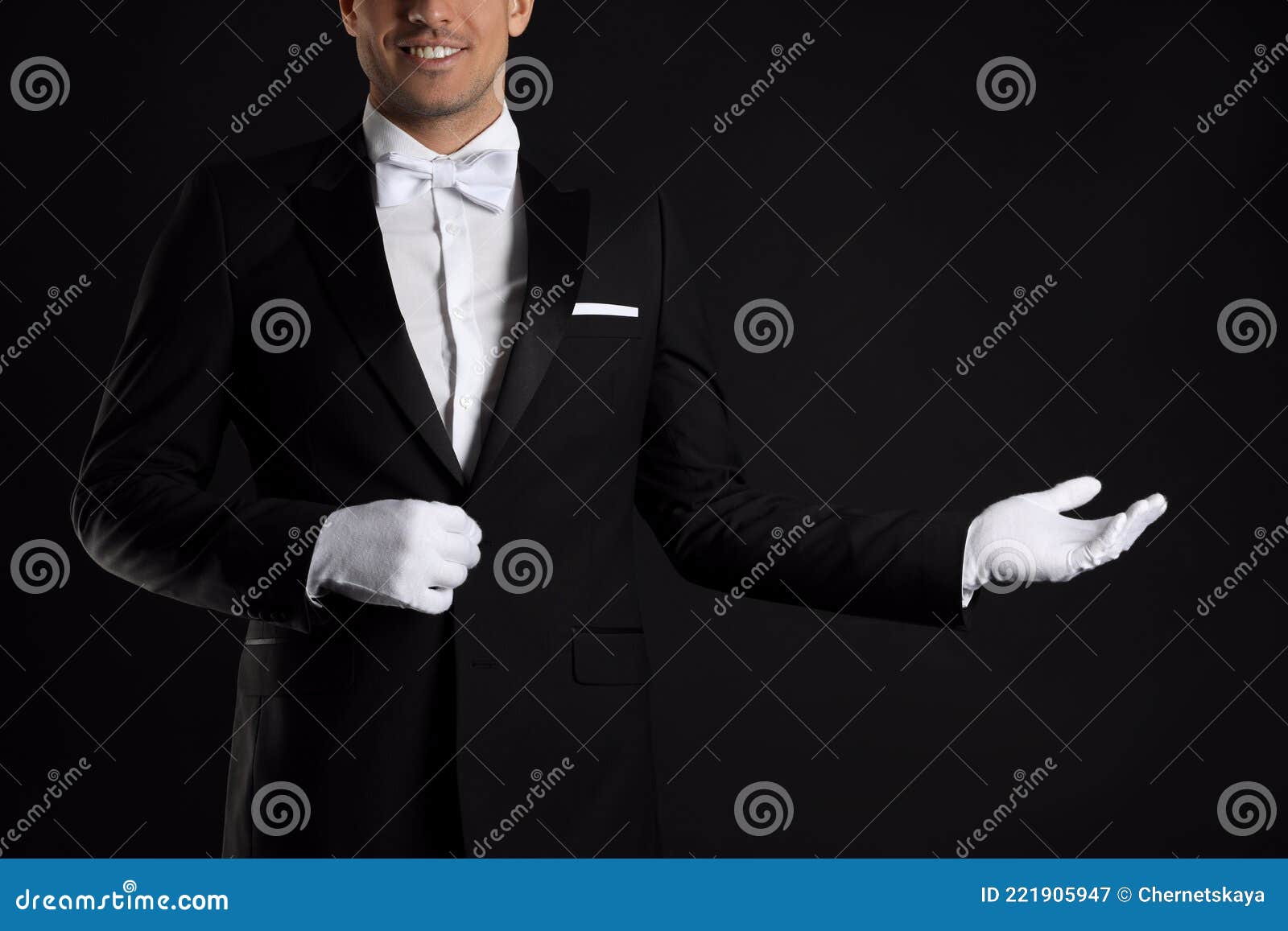 Butler in Elegant Uniform on Black, Closeup Stock Image - Image of ...