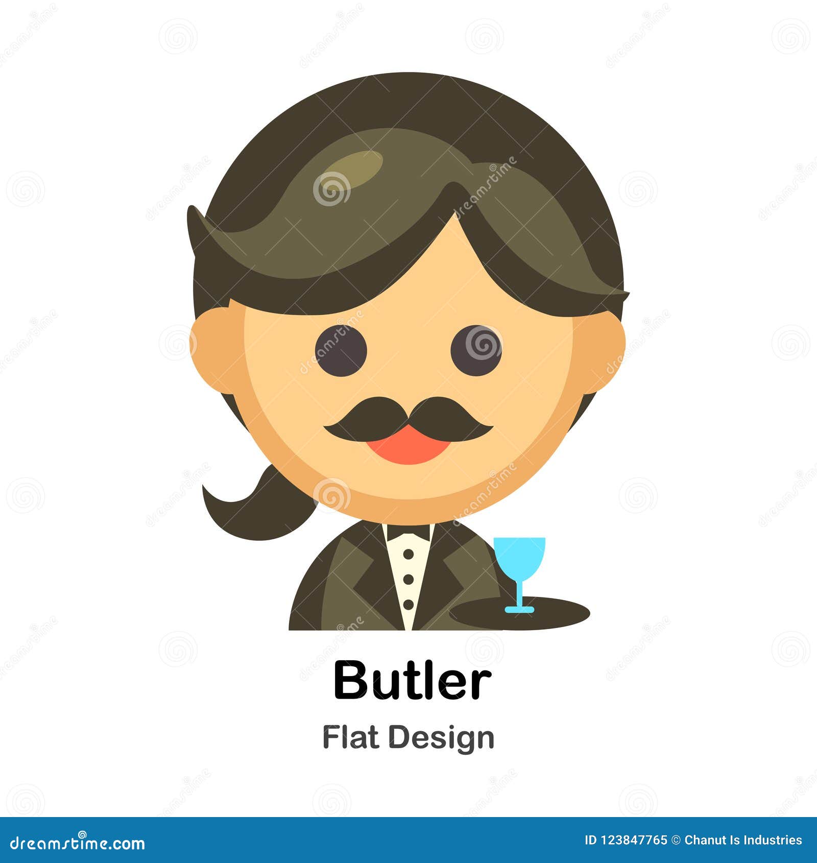 Butler Flat Illustration stock vector. Illustration of restaurant ...