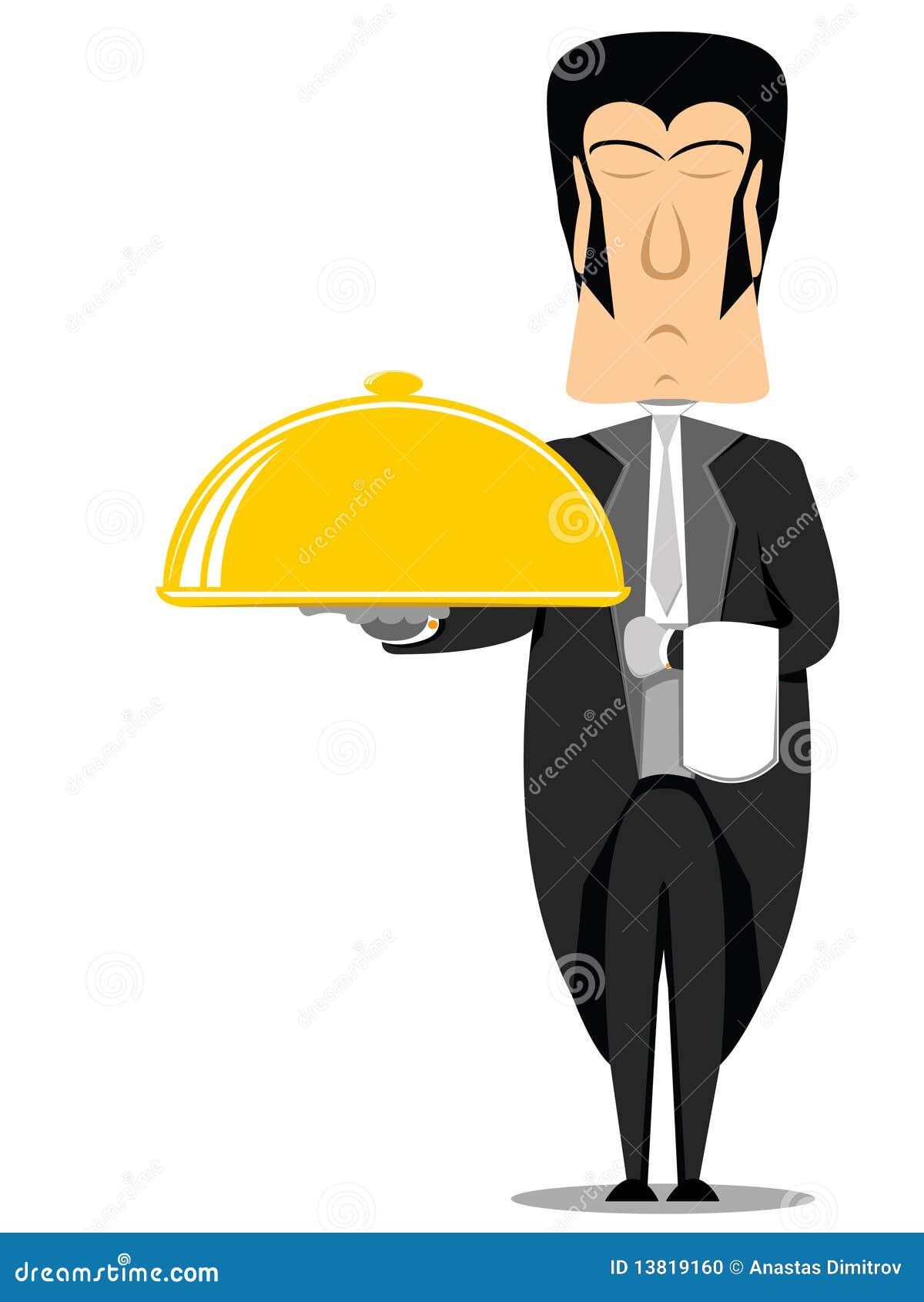 Butler holding golden tray stock vector. Illustration of assistance ...