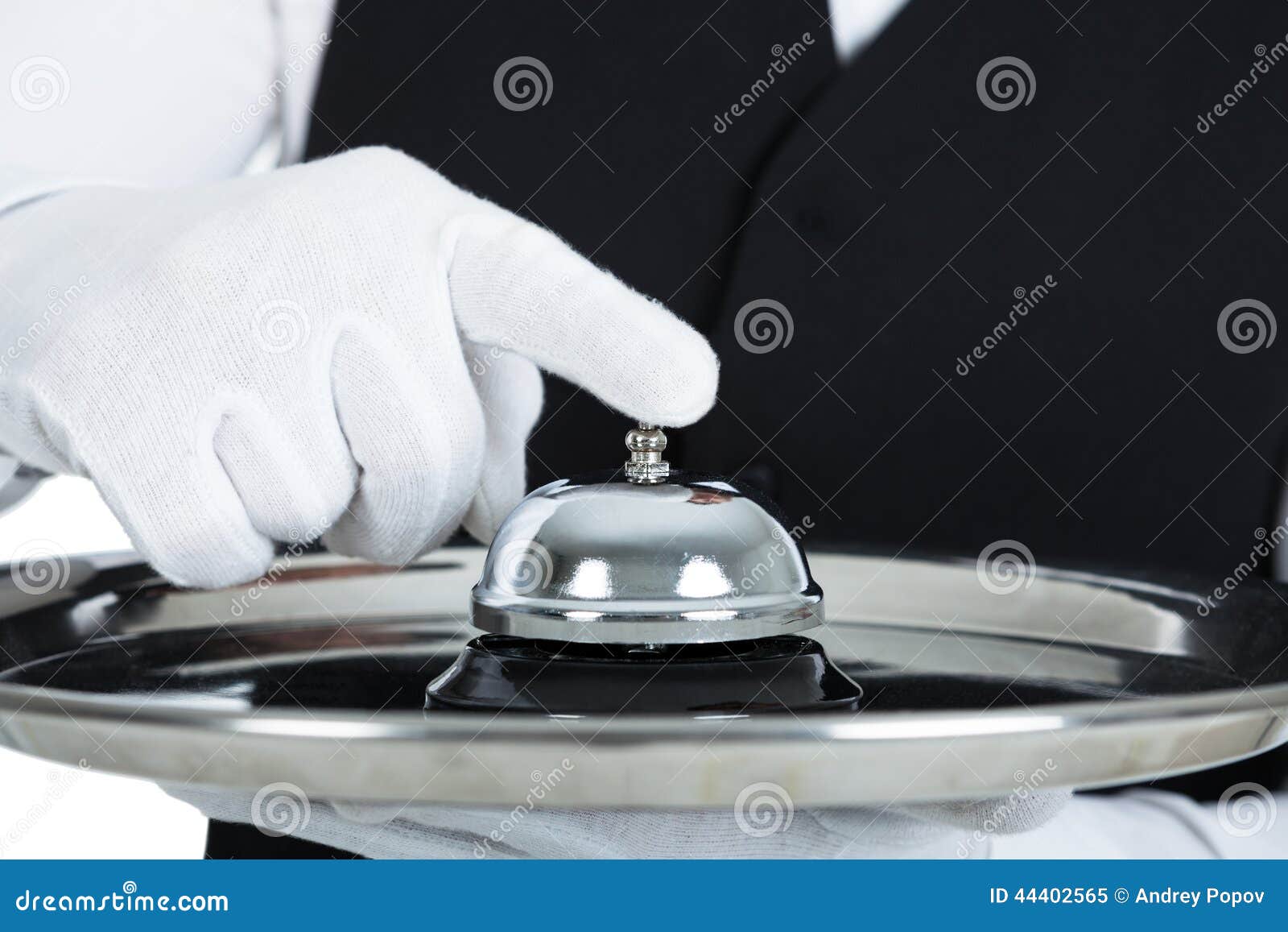 Butler Holding Service Bell Stock Image - Image of bowtie, isolated ...