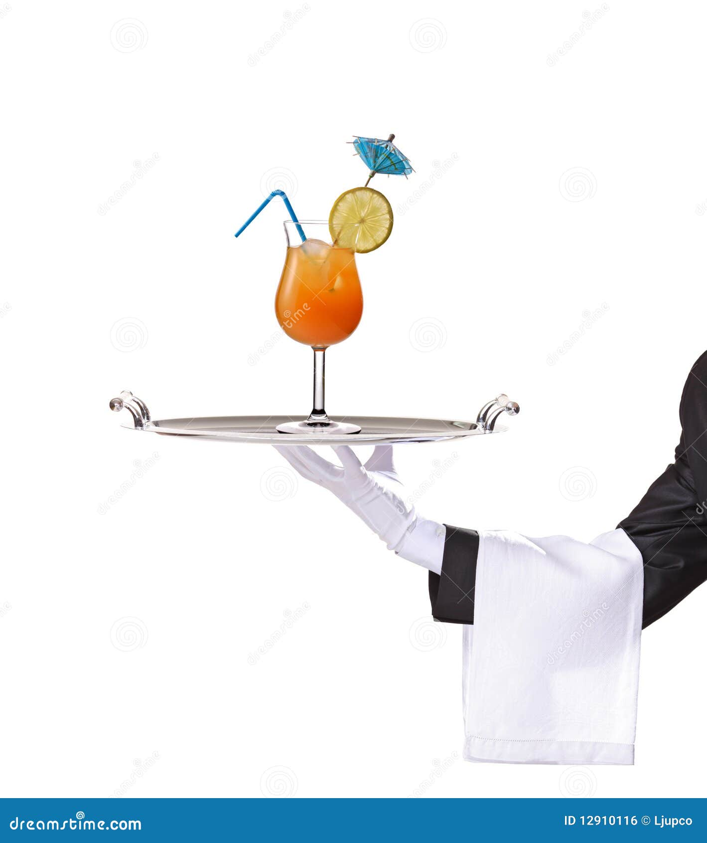 A Butler Holding a Tray with Cocktail on it Stock Photo - Image of ...