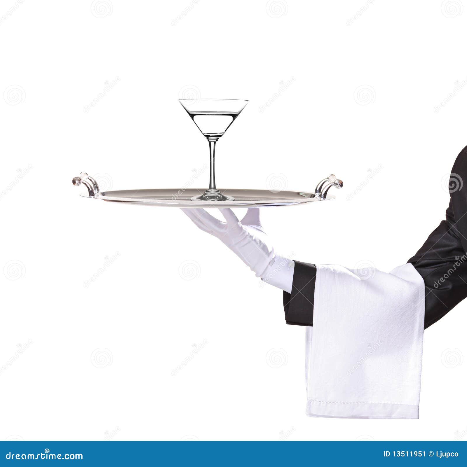 A Butler Holding a Tray with Cocktail on it Stock Image - Image of ...