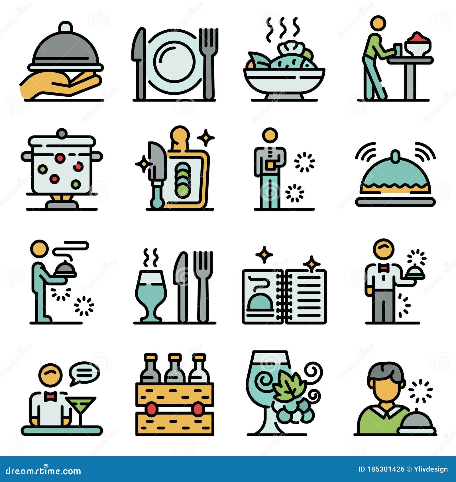 Butler Icons Set, Outline Style Stock Vector - Illustration of letter ...