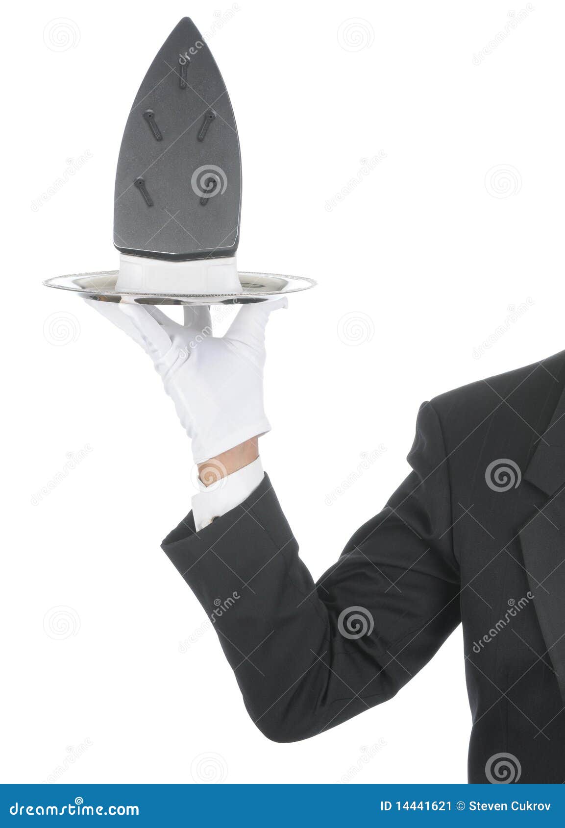 Butler with Iron on Tray stock image. Image of waiter - 14441621