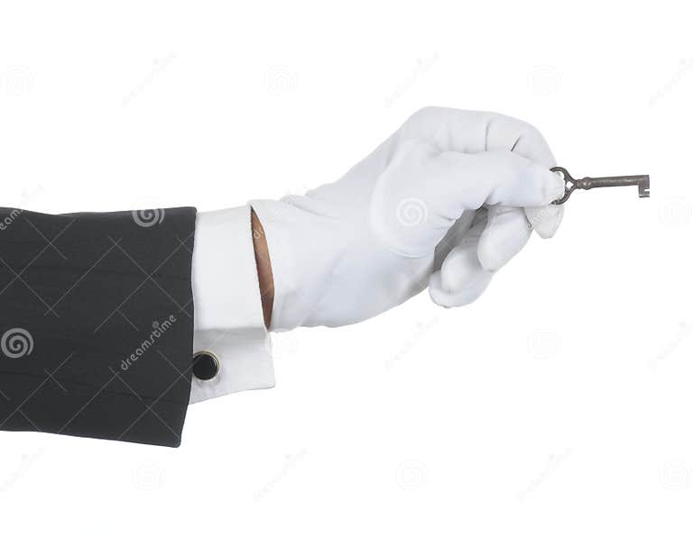 Butler mit alter Taste stockbild. Bild von getrennt, bedienung - 14164161