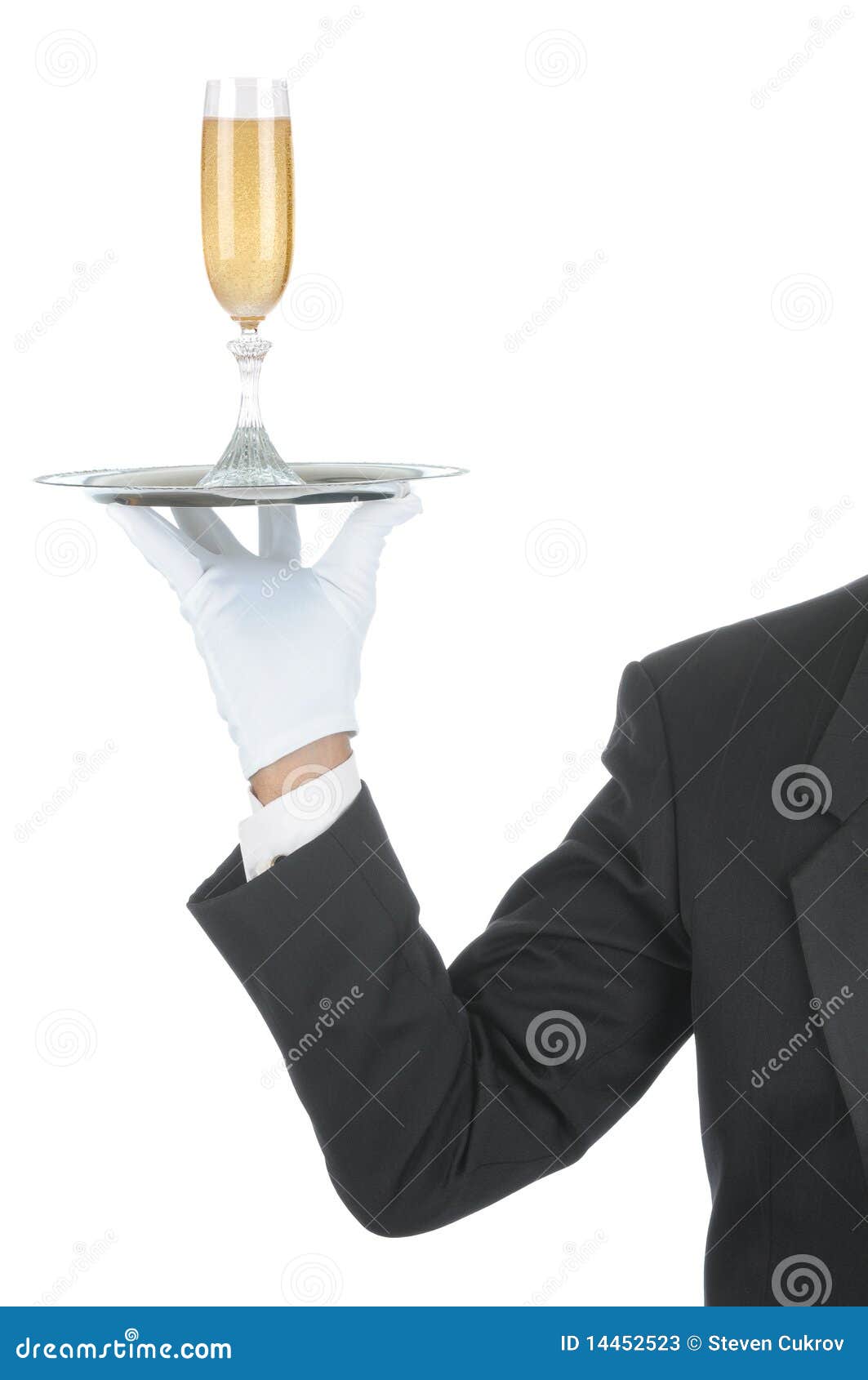 Butler Mit Champagne Auf Tellersegment Stockbild - Bild von flöte ...