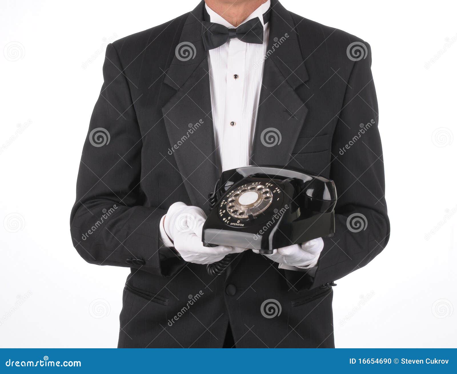 Butler with phone stock photo. Image of hospitality, phone - 16654690