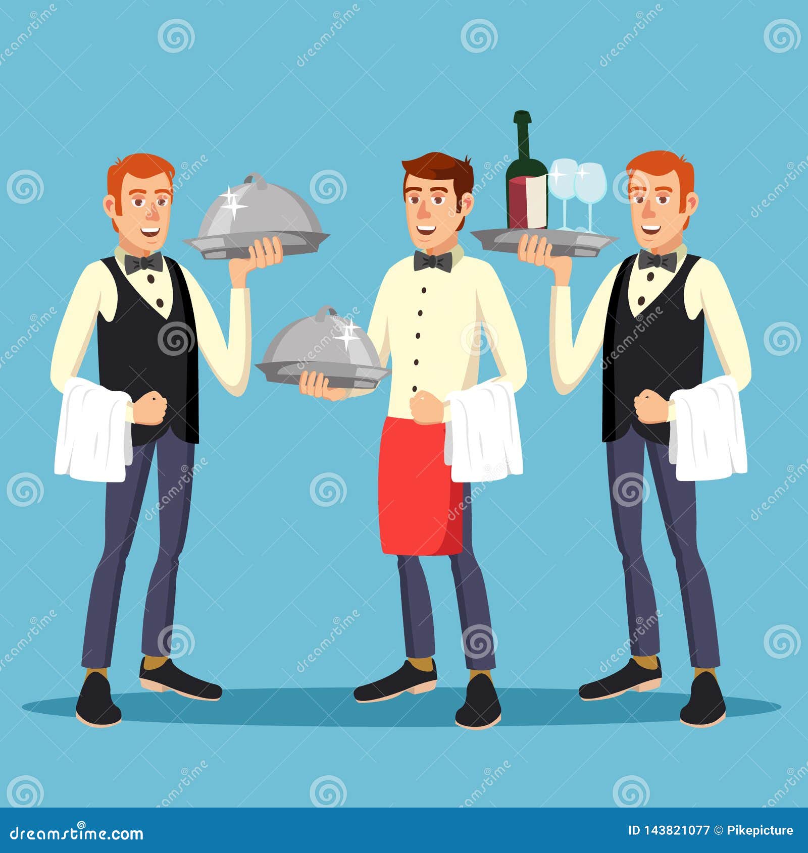 Butler Worker Vector. Man Butler Person in Uniform with Dish. Dinner on ...
