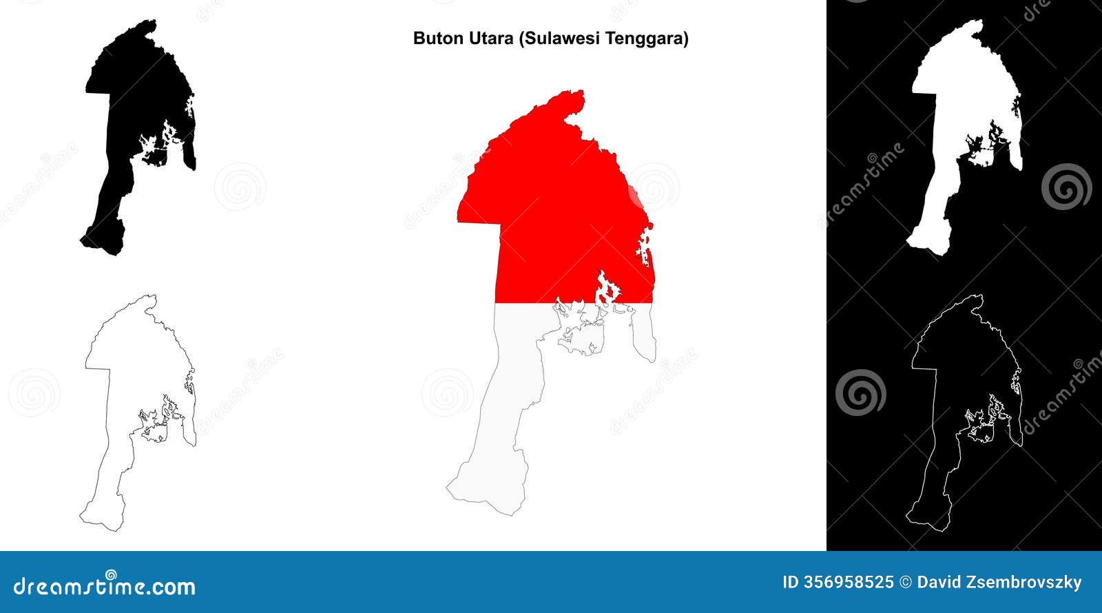Buton Utara outline map stock vector. Illustration of outline - 356958525
