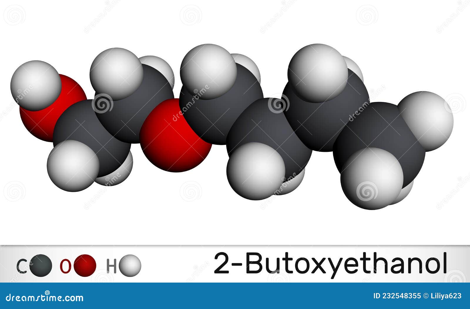 2-Butoxyethanol, Butoxyethanol Molecule. it is Primary Alcohol and ...