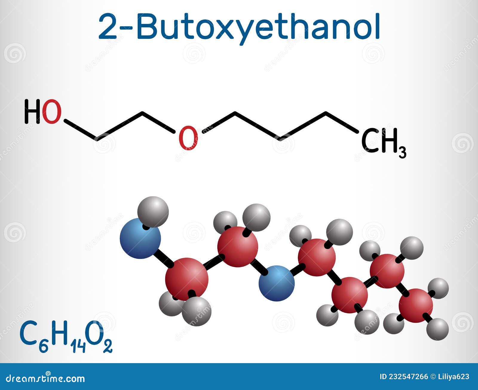 2-Butoxyethanol, Butoxyethanol Molecule. it is Primary Alcohol and ...