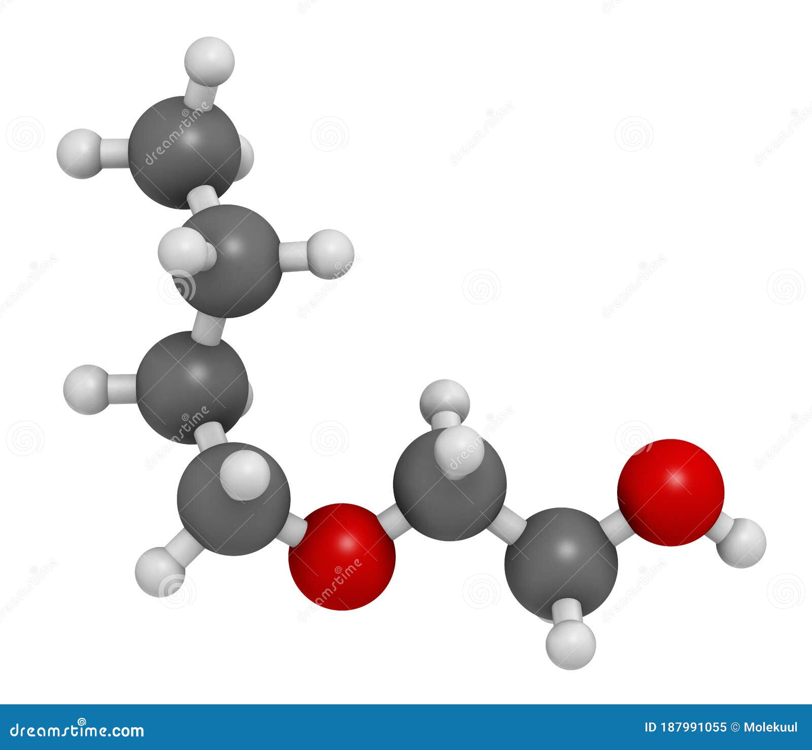 2-butoxyethanol Molecule. Used As Solvent and Surfactant. 3D Rendering ...