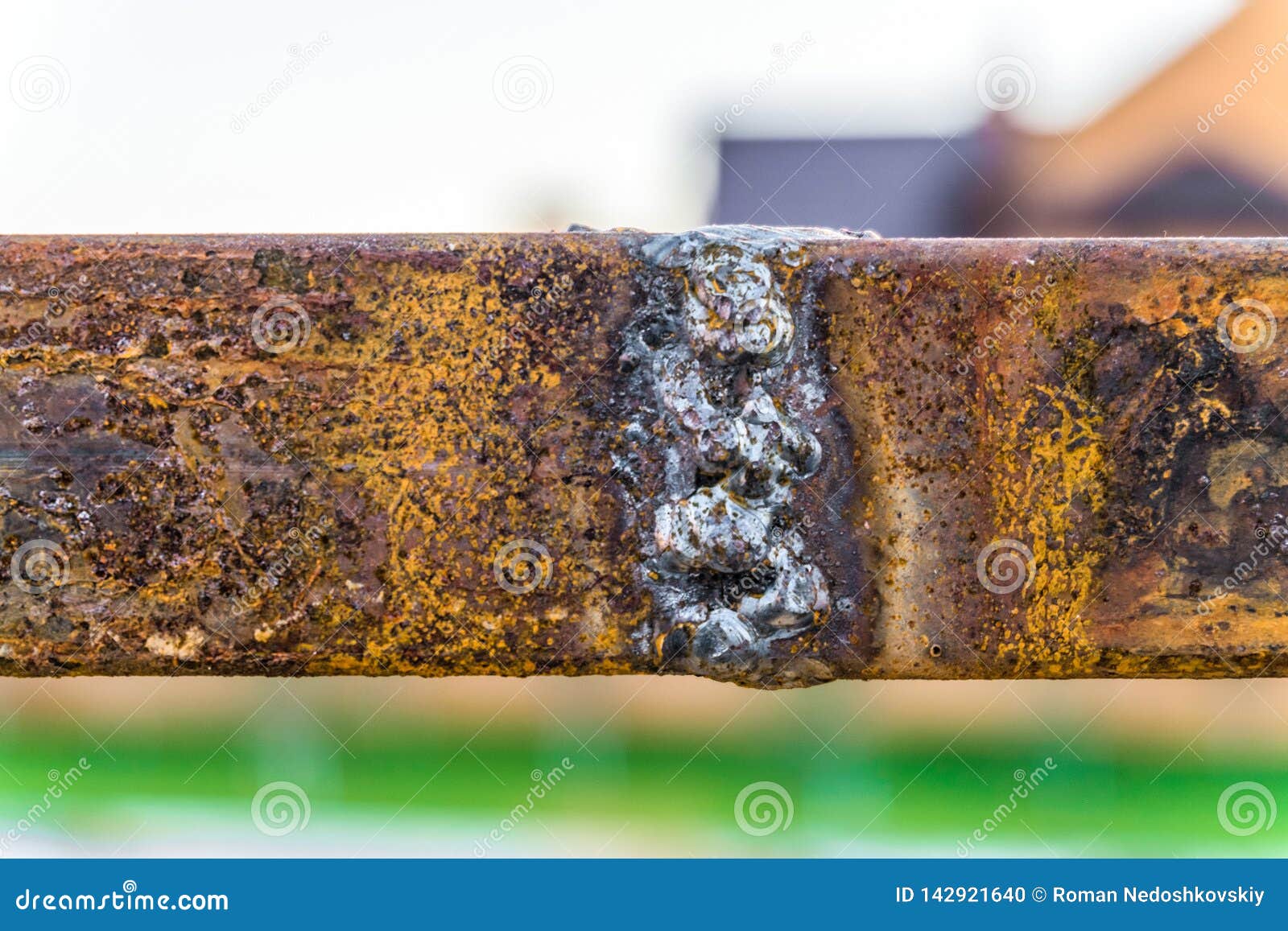 Weld of Steel Elements with Surface Rust Stock Photo - Image of ...