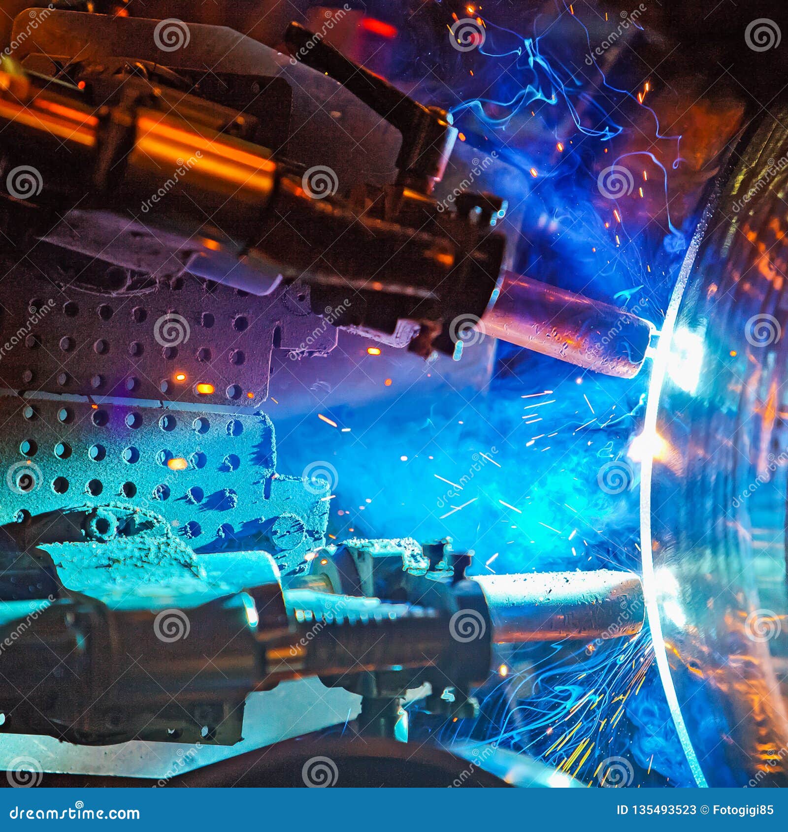 Welding Underwater Pipeline Using Automatic Equipment Stock Image ...