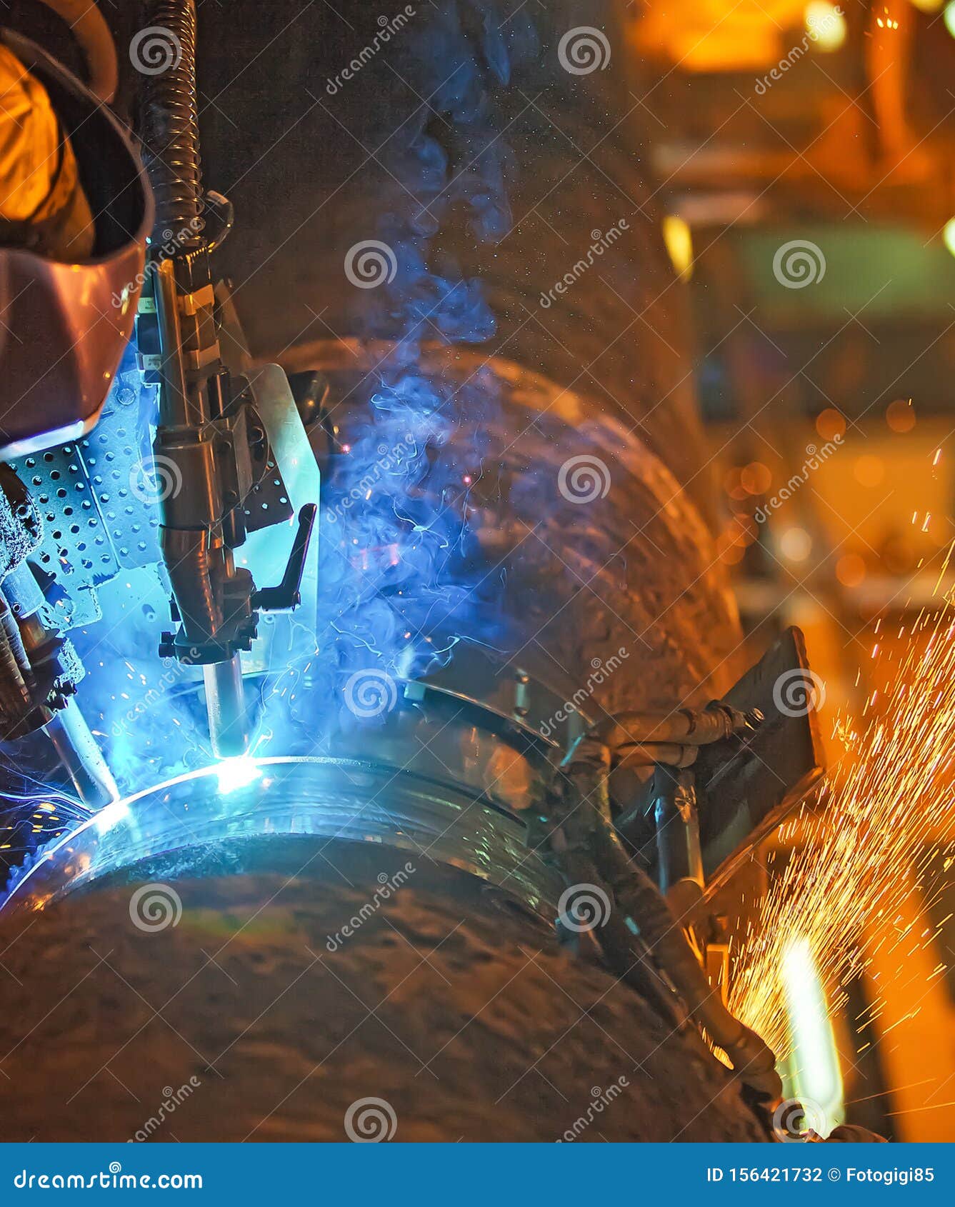 Welding Underwater Pipeline Using Automatic Equipment Stock Photo ...