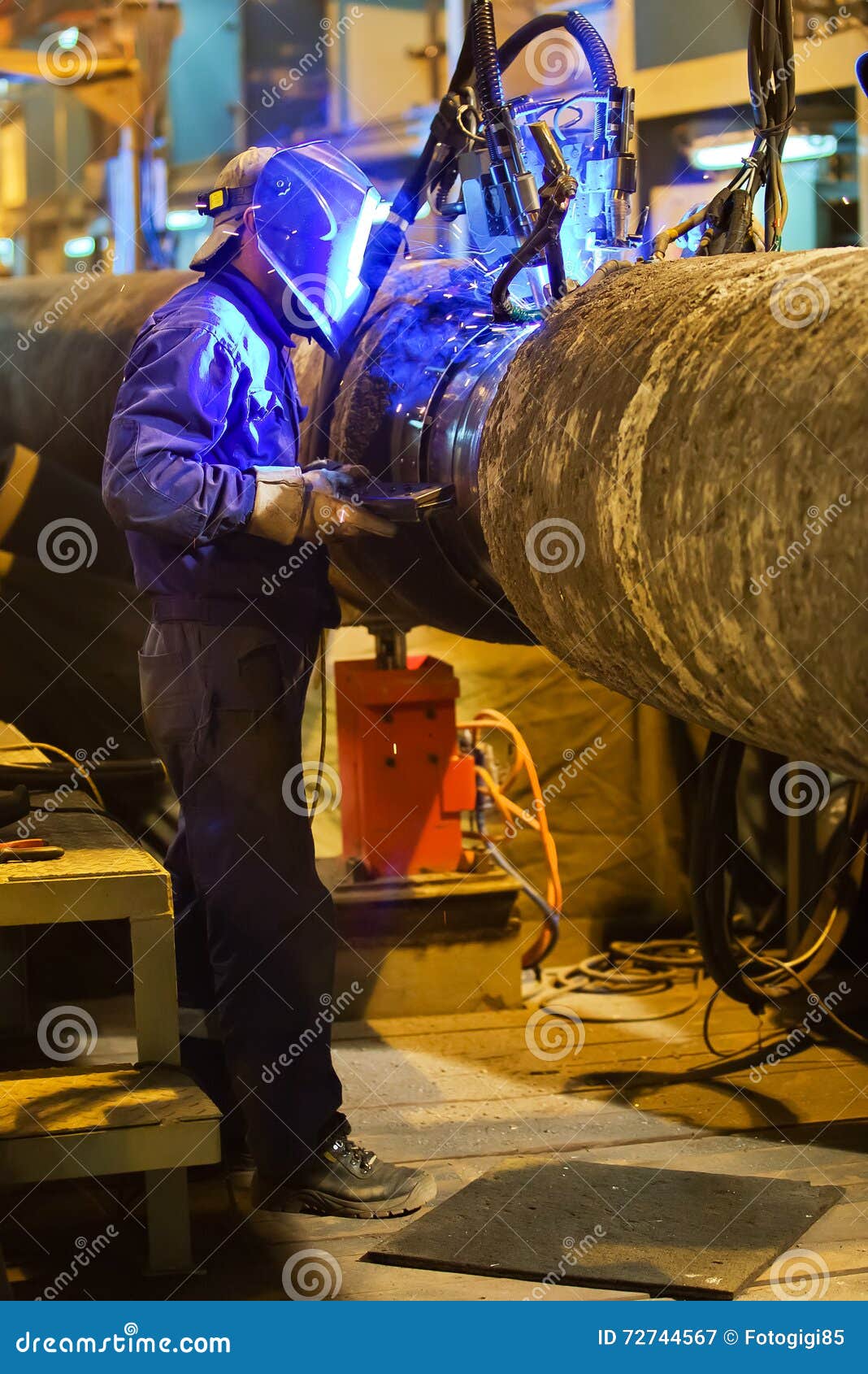 Welding Underwater Pipeline Using Automatic Equipment Stock Image ...