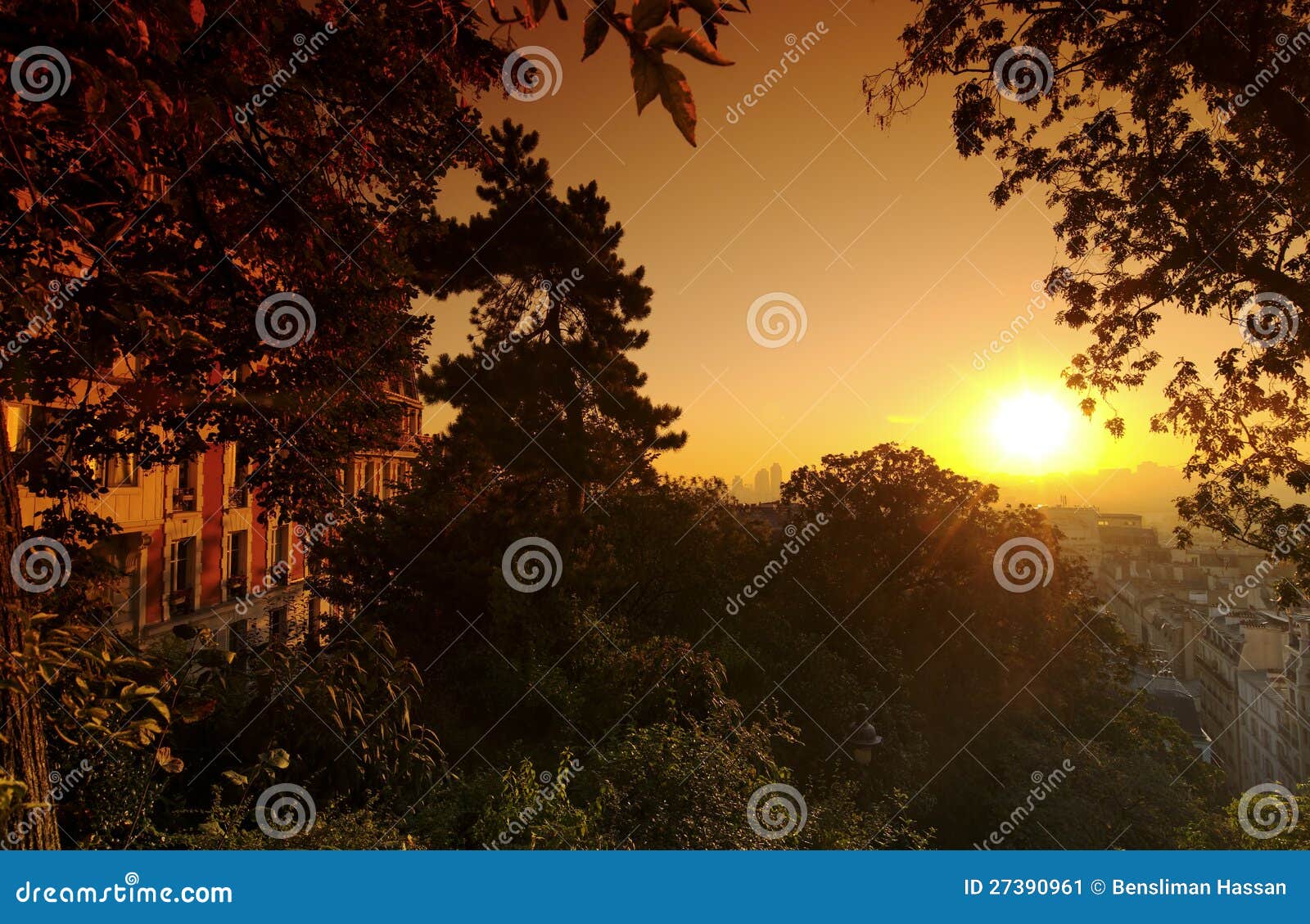 Butte montmarte sunset stock image. Image of landscape - 27390961