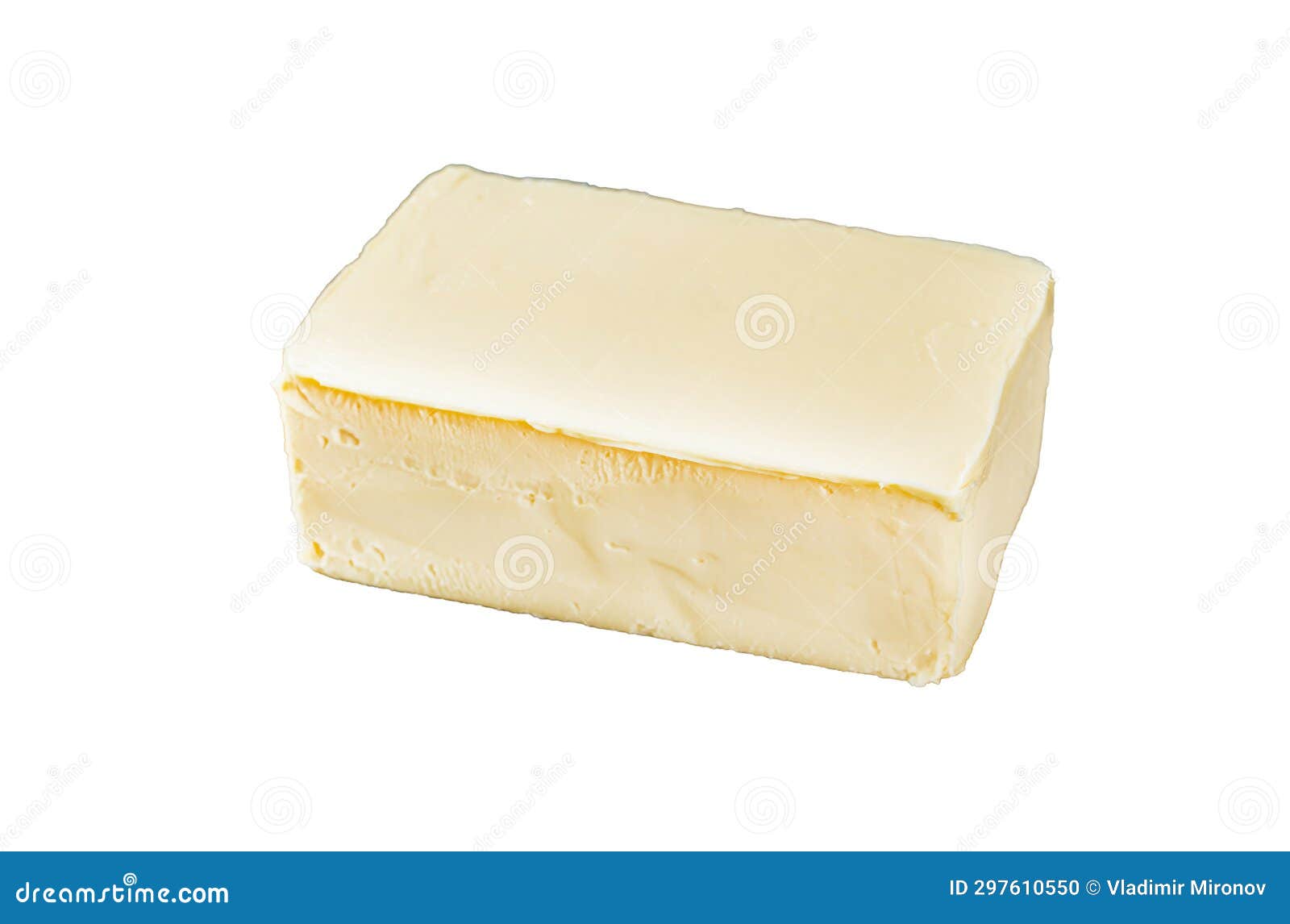 Butter Block in Steel Kitchen Tray. Isolated, White Background. Stock ...
