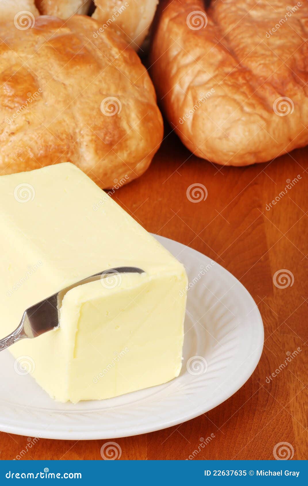 Butter with bread stock image. Image of plate, baguette - 22637635