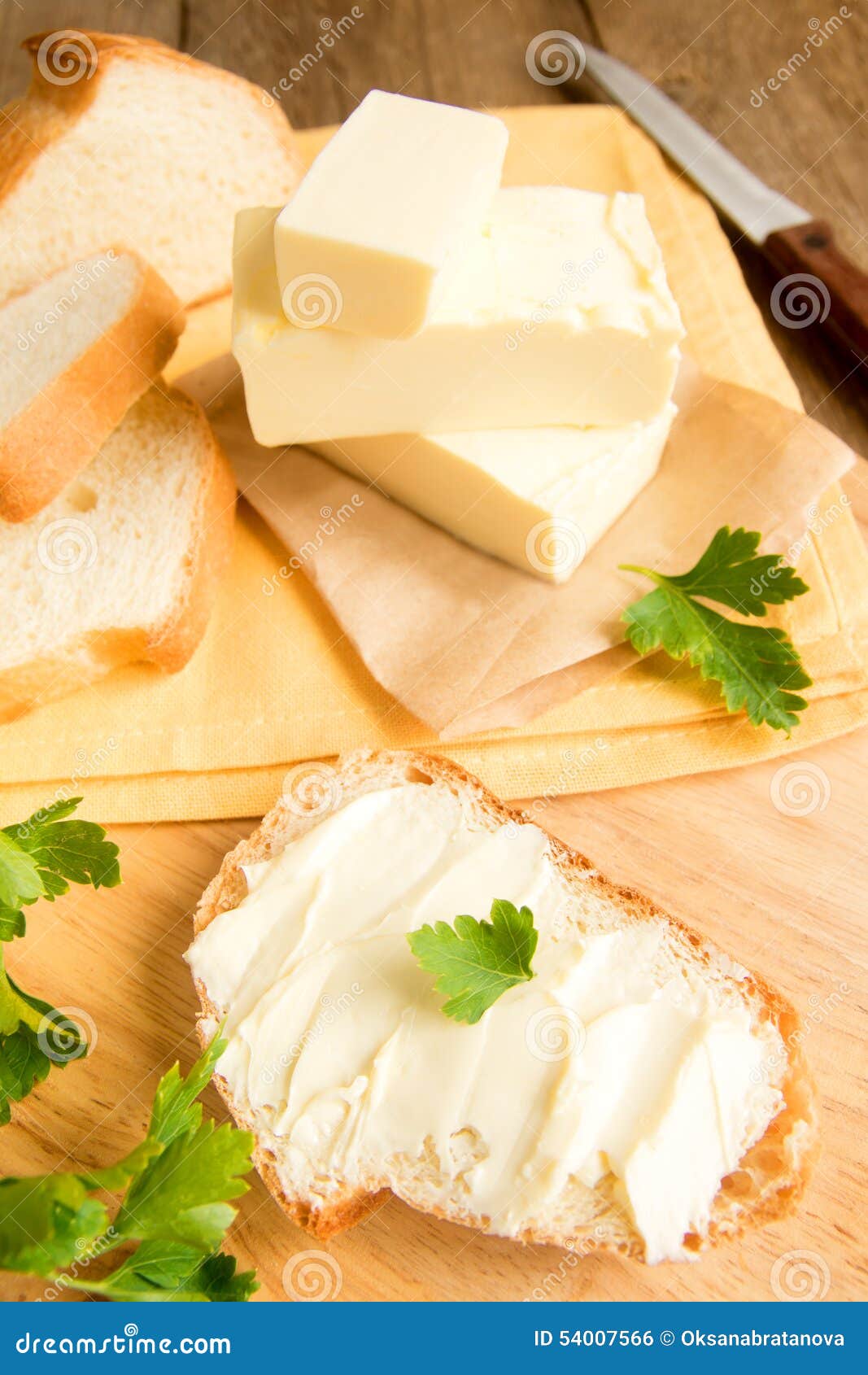 Butter and bread stock photo. Image of closeup, sliced - 54007566